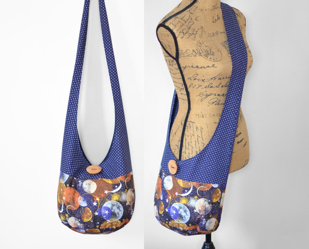 Hobo Bag Boho Purse Fabric Sling Bag Cotton Hippie Purse Galaxy Print ...