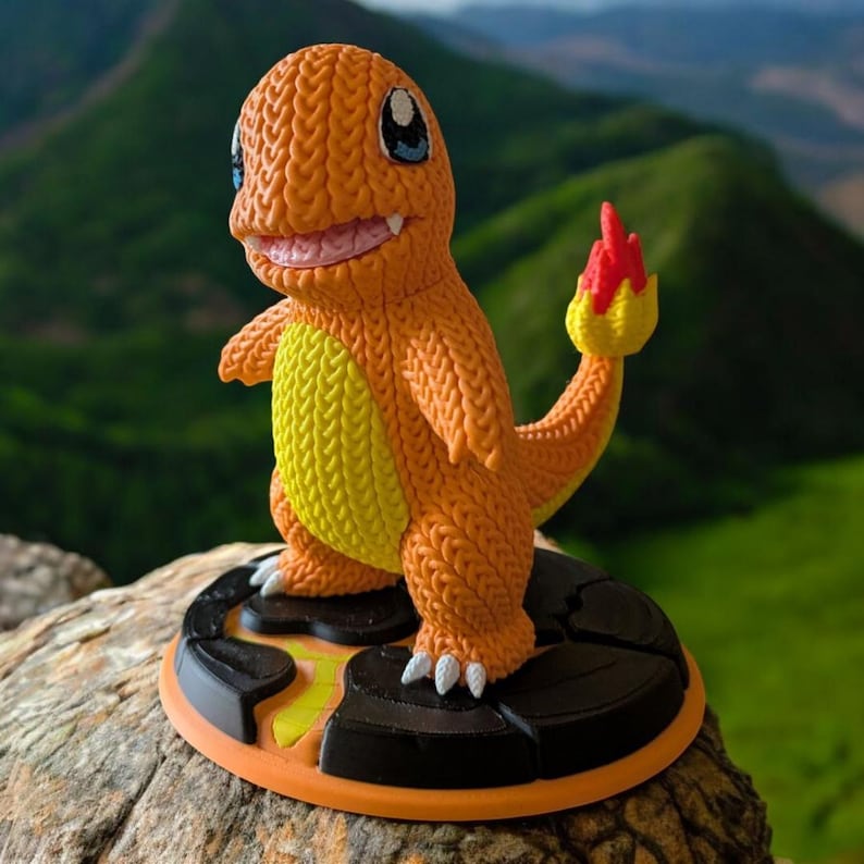 Knitted Charmander Figure Display Base STL File | 3D Printable Model ...