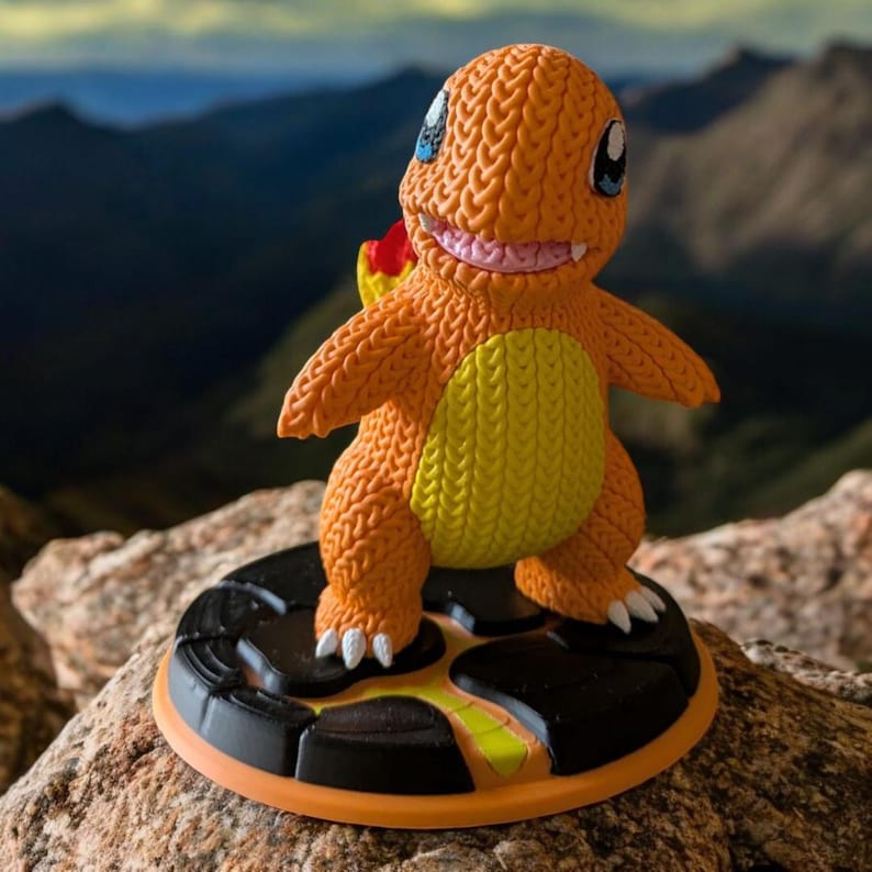 Knitted Charmander Figure Display Base STL File | 3D Printable Model ...