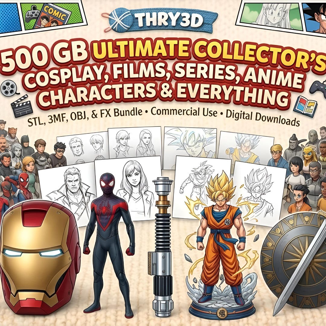 Mega Cosplay +500GB 3D Models Bundle – STL & 3MF Files for 3D Printing ...