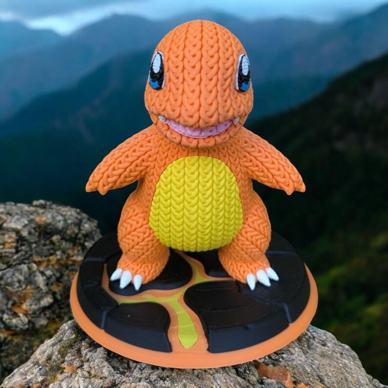 Knitted Charmander Figure Display Base STL File | 3D Printable Model ...