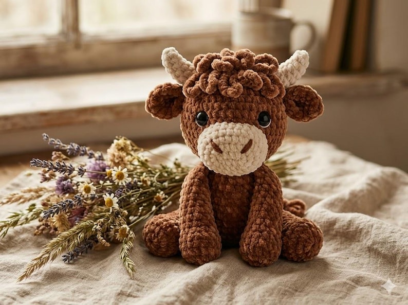 Crochet Cow Pattern PDF, Highland Cow Amigurumi Pattern, Plush Cow ...