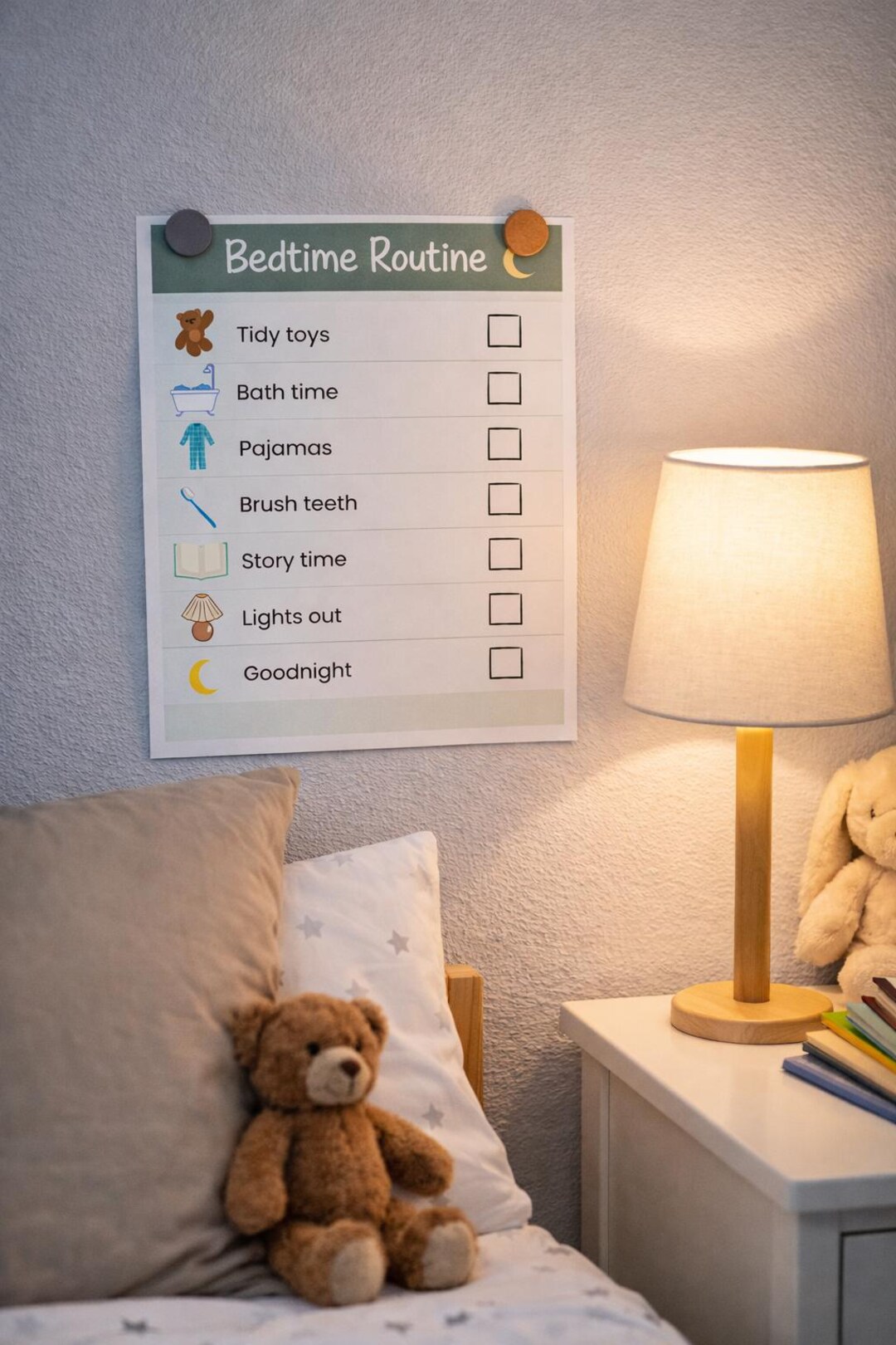 Bedtime Routine Chart Printable for Kids – Toddler & Preschool Visual ...