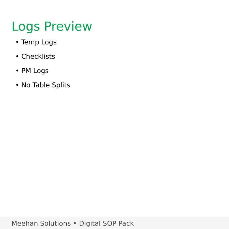 Restaurant SOP Pack • Kitchen Procedures • Food Safety Logs • Opening ...