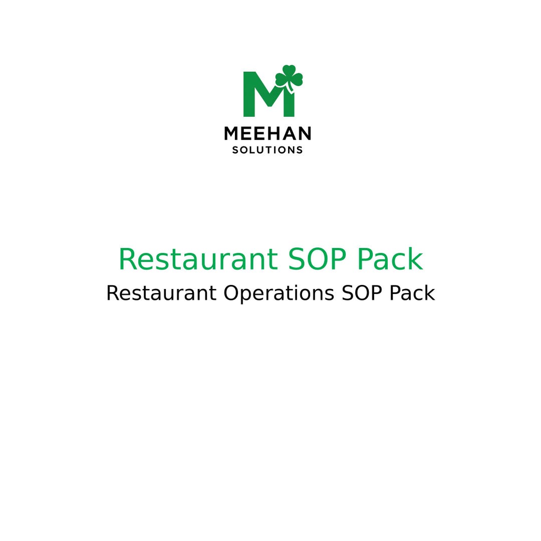 Restaurant SOP Pack • Kitchen Procedures • Food Safety Logs • Opening ...