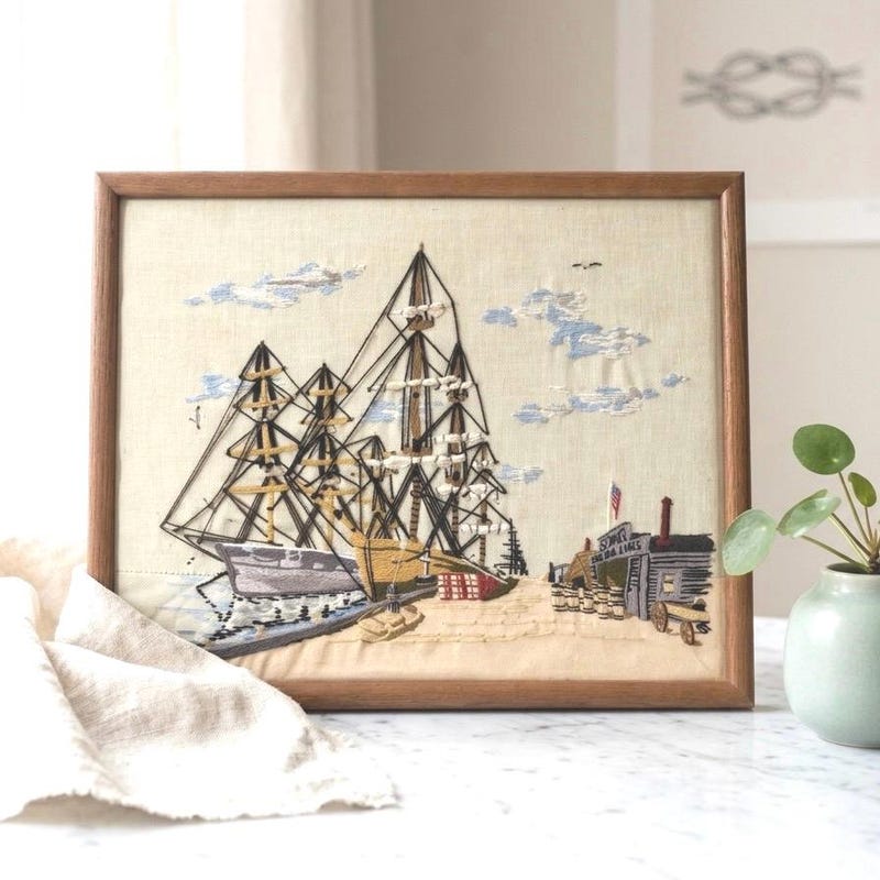 Vintage Crewel Framed Art - Etsy