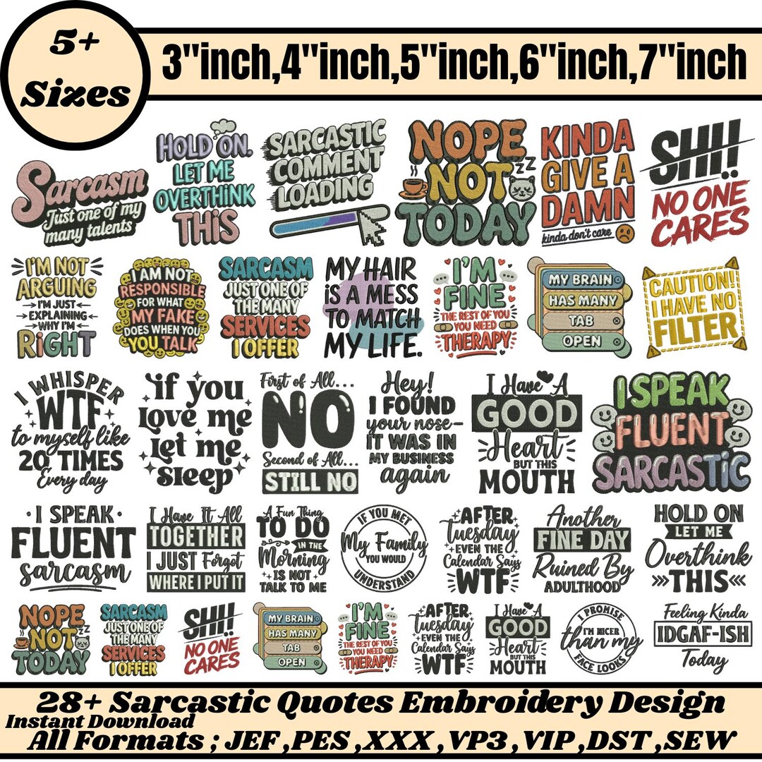 Sarcastic Quote Machine Embroidery Designs Funny Adult Humor Embroidery ...