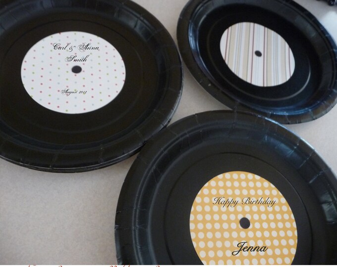 Set of 8 Party Plates Record Look-a-like 7 Party Plates Customizable ...