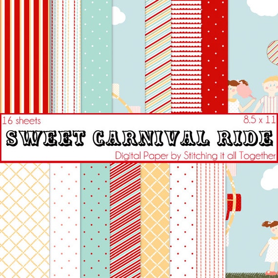 Sweet Carnival Ride Digital Paper Pack 16 Digital Sheets | Etsy