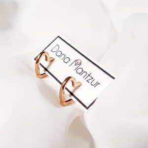 Tiny Huggies, Minimal Heart Huggies, Heart Hoops, Boho Hoops, Flower ...