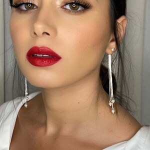 Long Ear Jackets, Extra Long Ear Jackets, Wedding Earrings, Long Fringe ...