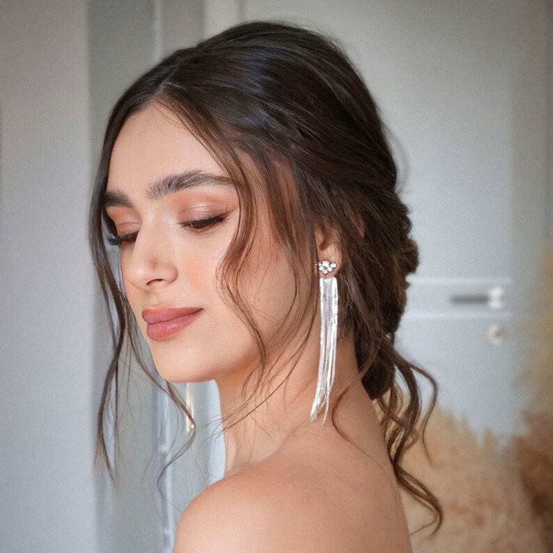 Party Earrings Long Chain Earrings Prom Earrings Holiday - Etsy