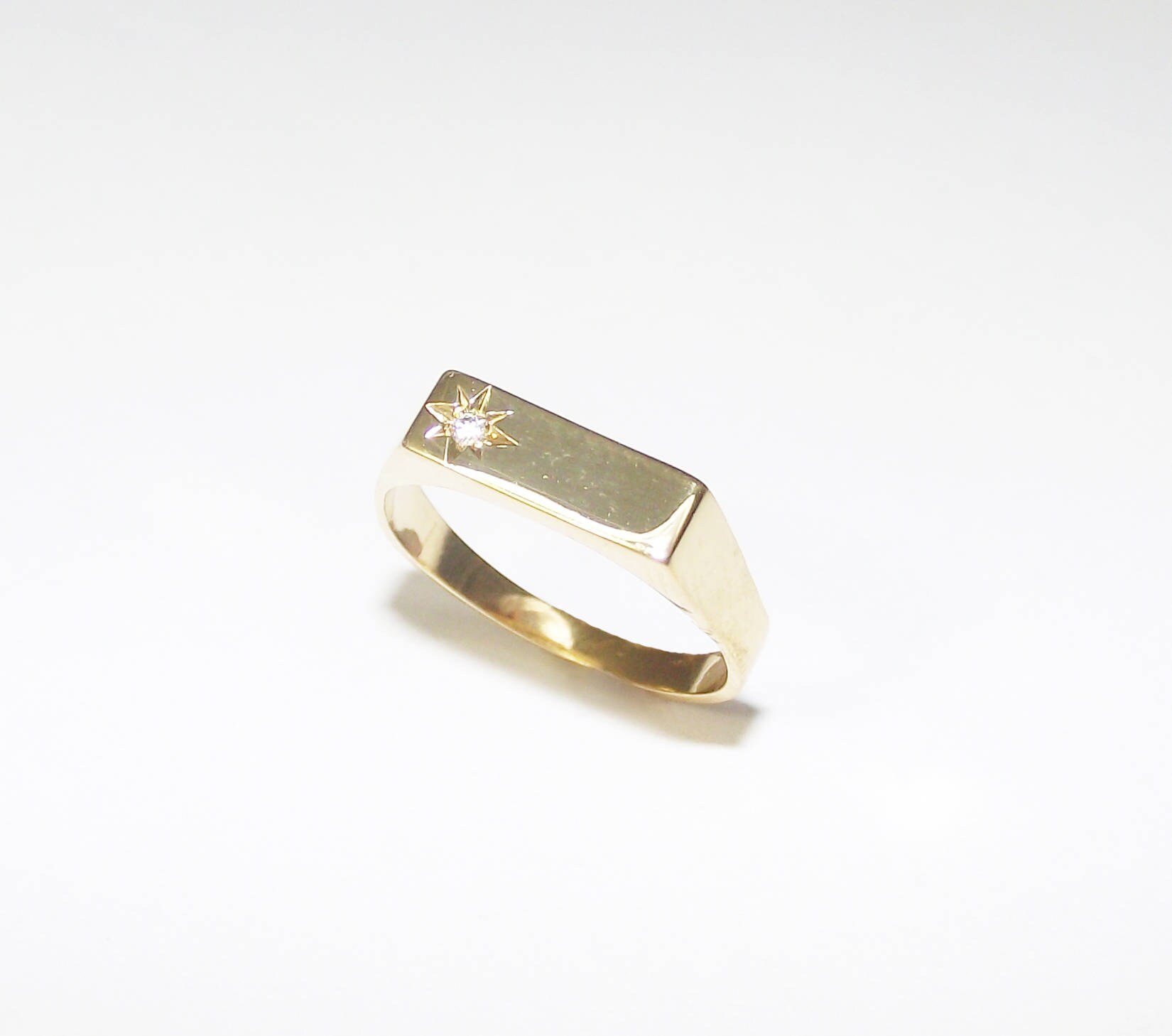 Signet Ring Diamond Signet Ring Diamond Engagement Ring | Etsy