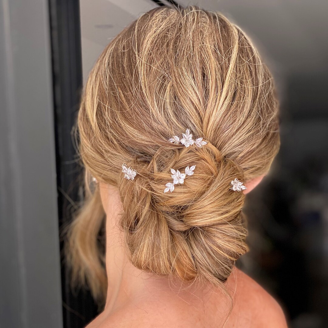 Zirconia Hair Clips, Bridal Hair Pins, Gold Crystal Hair Accessories ...