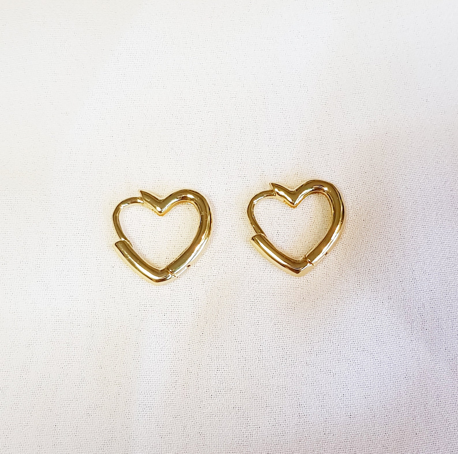 Tiny Huggies, Minimal Heart Huggies, Heart Hoops, Boho Hoops, Flower ...