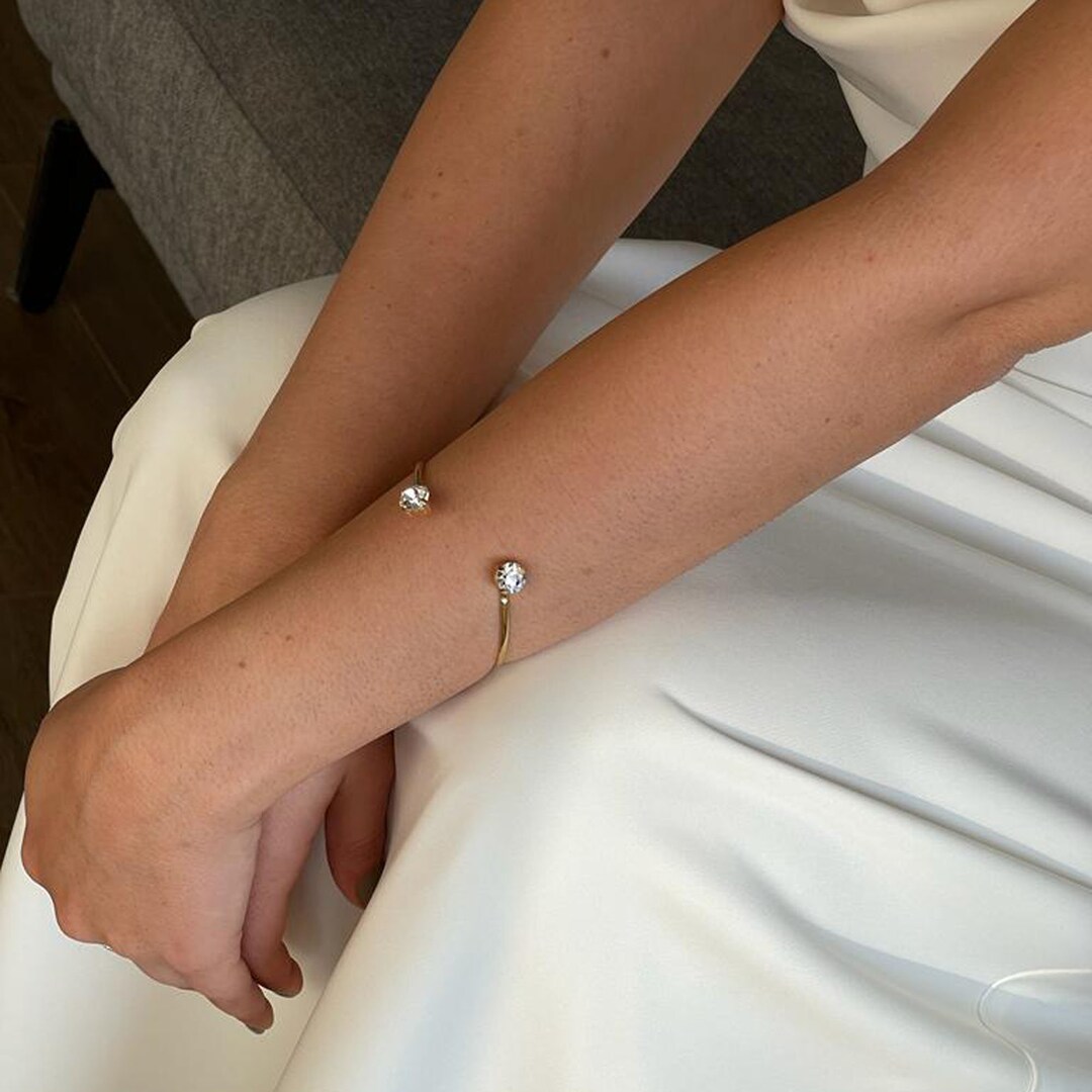 Minimal Open Cuff Bracelet, Delicate Arm Cuff Bracelet, Bridal Boho ...