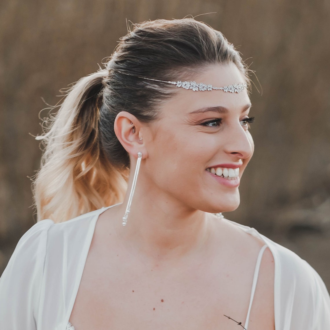 Forehead Headband Flower crystal headband Boho hair | Etsy