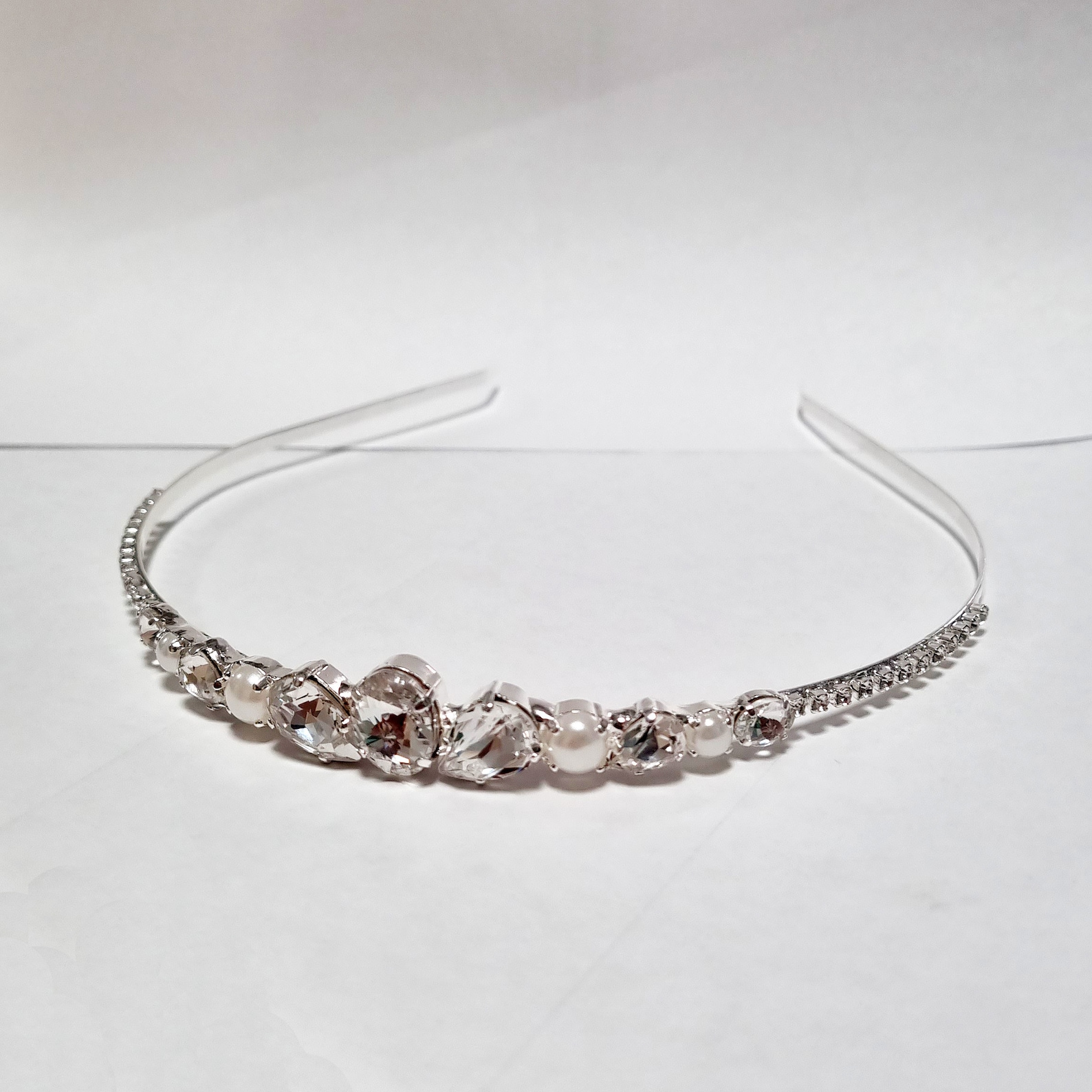 Crystal Pearl Crown, Gold Bride Tiara, Elegant Gold Headband, Zirconia ...