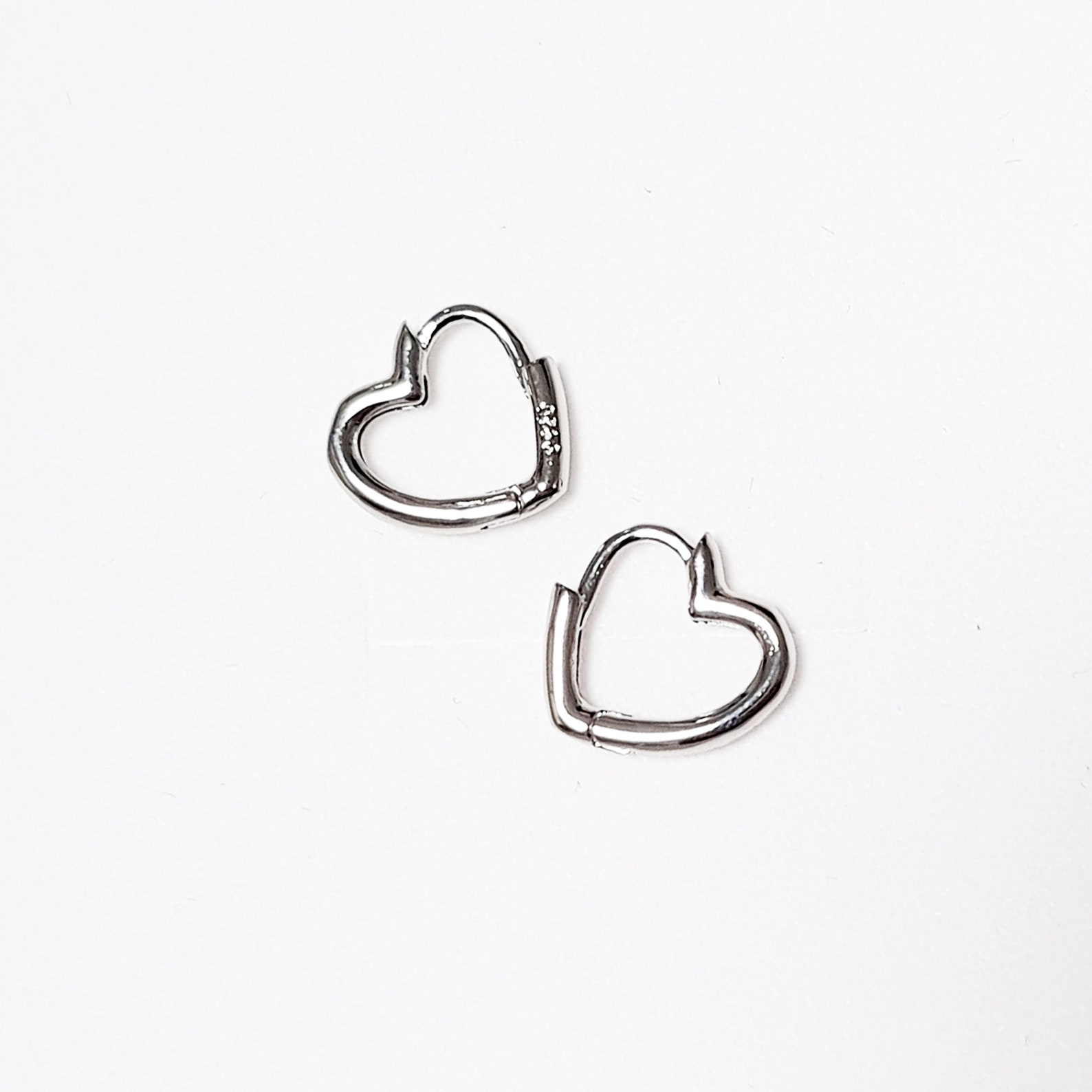 Tiny Huggies, Minimal Heart Huggies, Heart Hoops, Boho Hoops, Flower ...