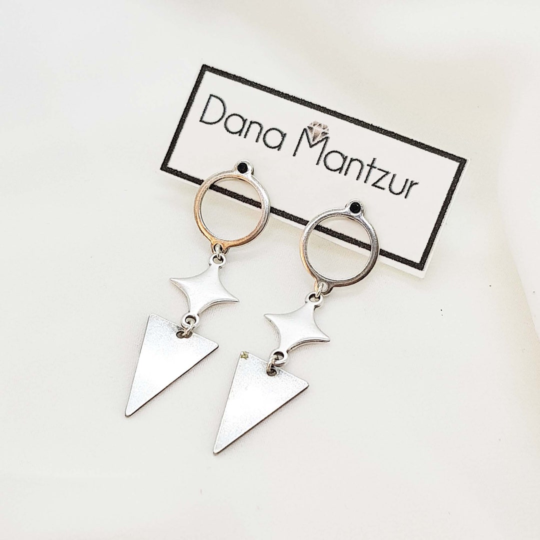 Rocker Earrings, Edgy Punk Gothic Jewelry, Silver Earrings, Long Silver ...