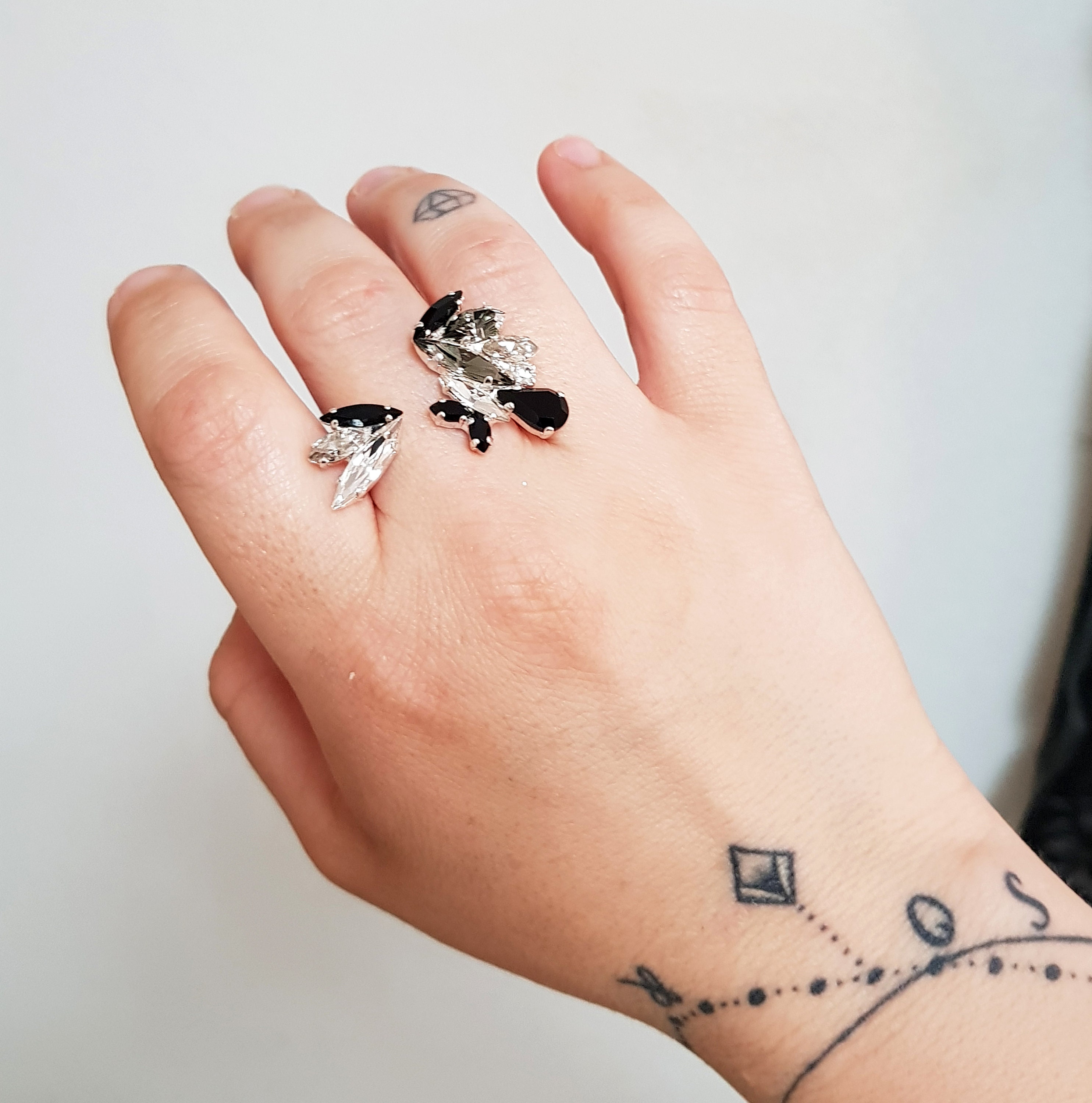 Black Ring Cocktail Open Ring Statement Party Ring | Etsy