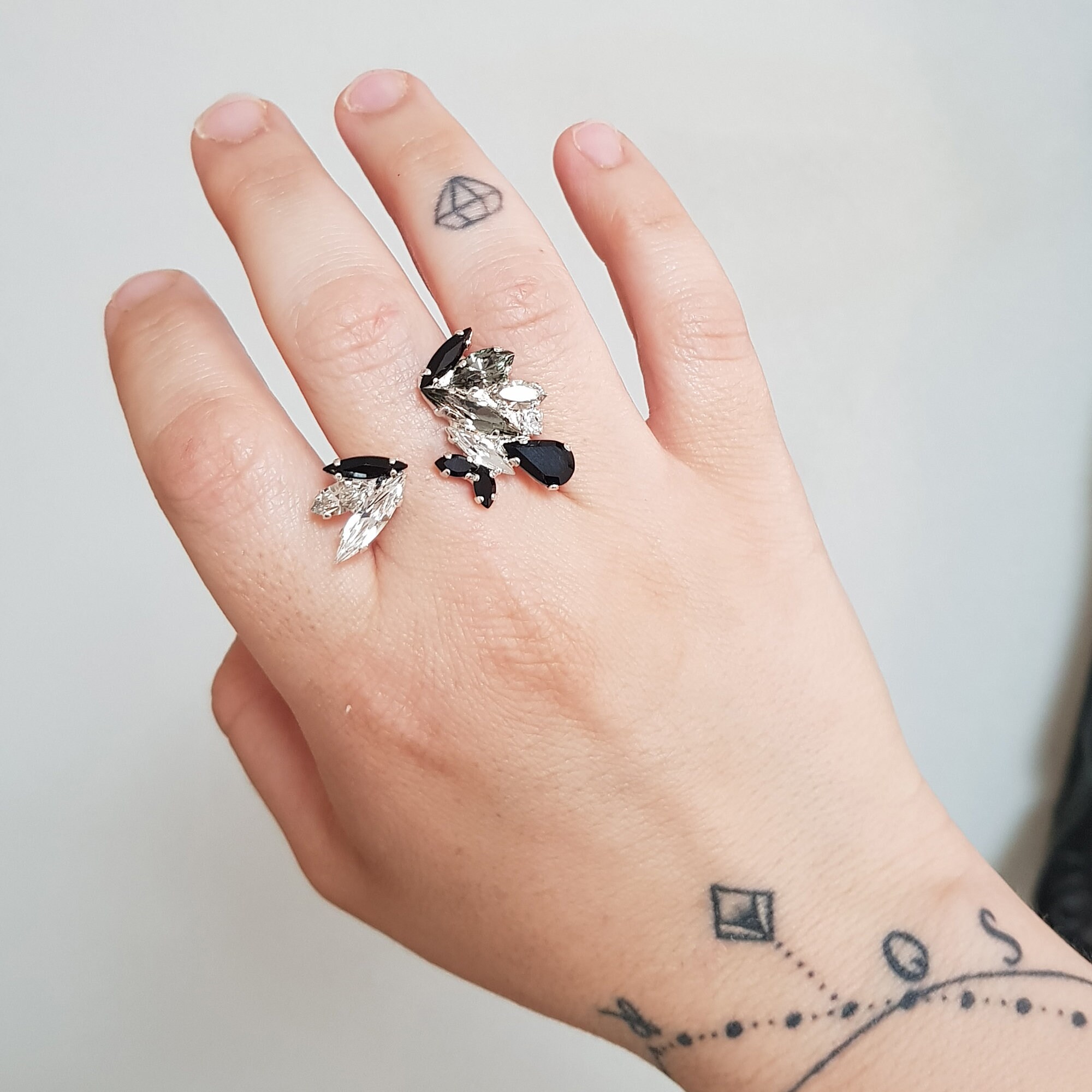 Black Ring Cocktail Open Ring Statement Party Ring | Etsy