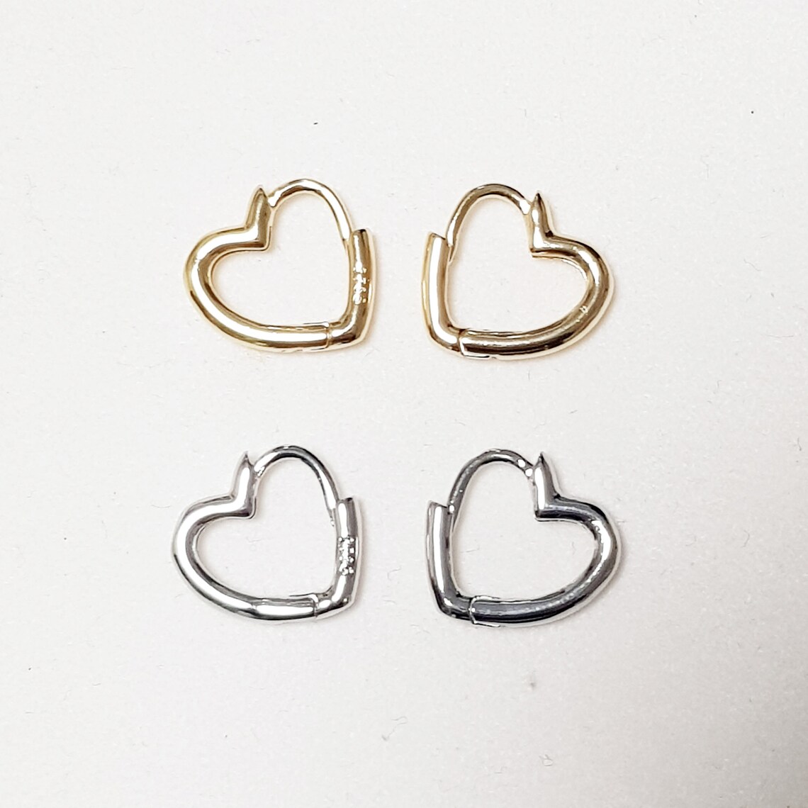 Tiny Huggies, Minimal Heart Huggies, Heart Hoops, Boho Hoops, Flower ...
