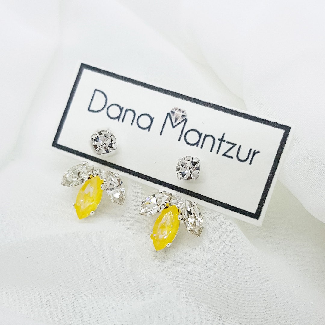 Neon Yellow Earrings, Summer Ear Jacket, Colorful Earrings, Yellow Ear ...