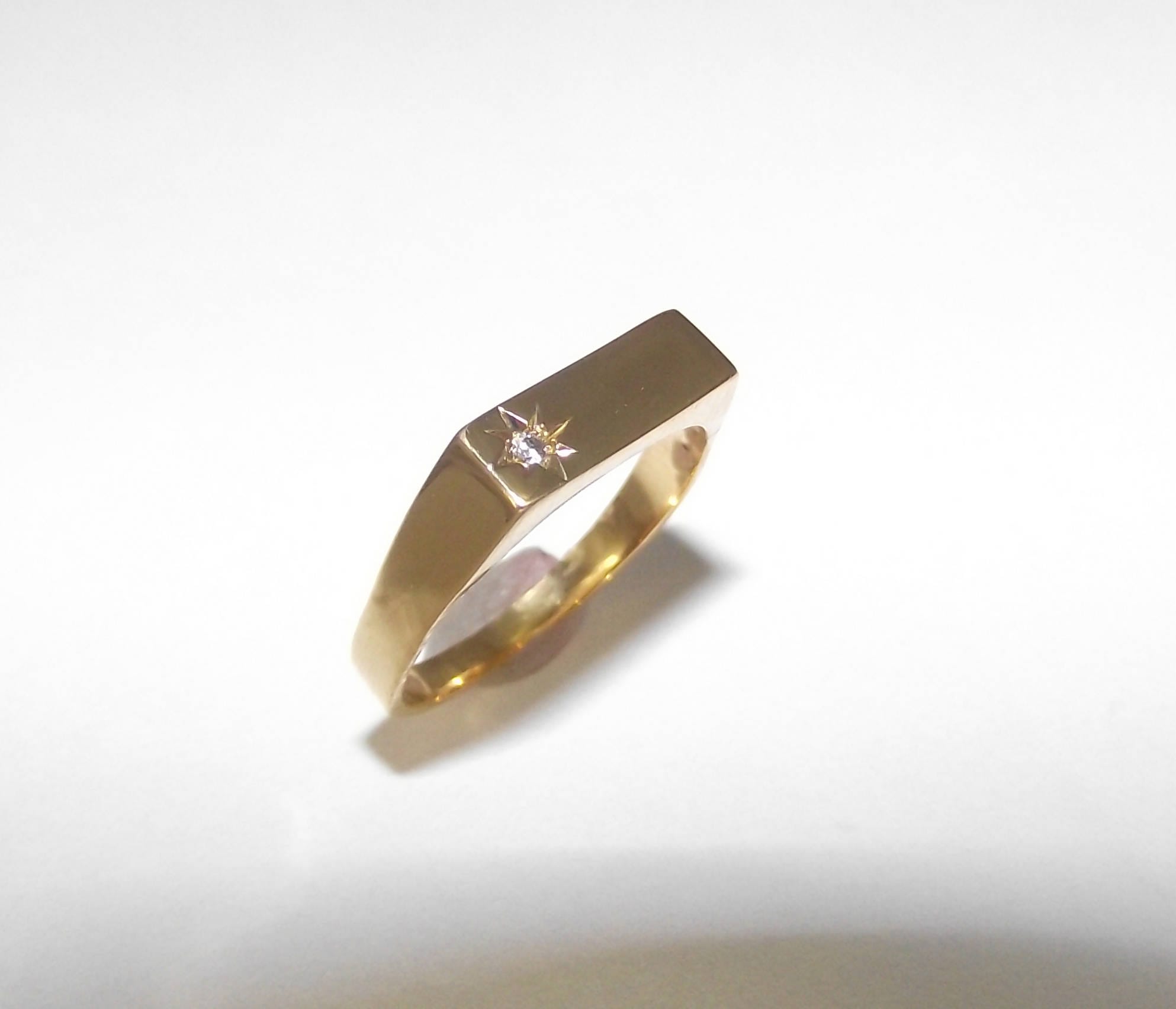 Signet Ring Diamond Signet Ring Diamond Engagement Ring | Etsy