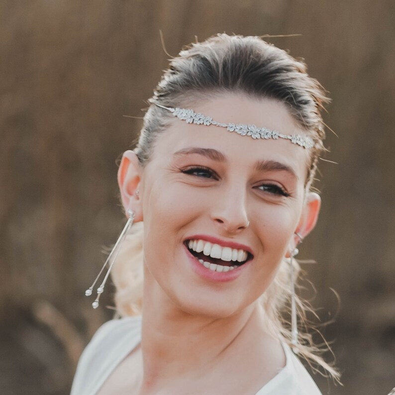 Forehead Headband Flower Crystal Headband Boho Hair | Etsy