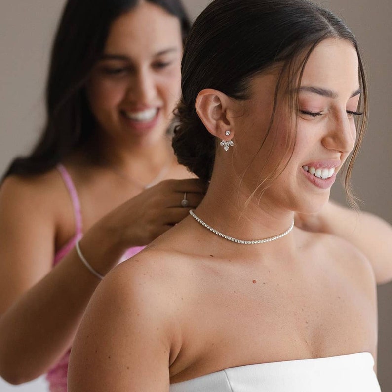 Ear Jacket Earrings, Bride Front and Back Earrings, Gold Ear Jacket, Bridal Ear Jackets, Stud ...