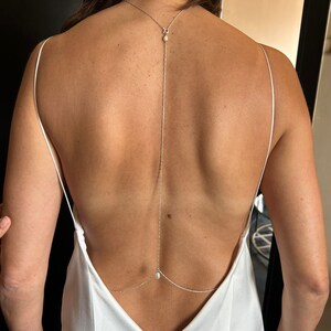 Back Silver Chain, Pearl Chain, Body Jewelry, Open Back Dress Jewelry ...