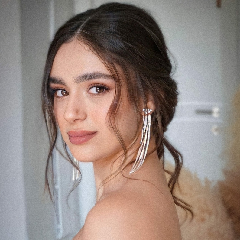 Party Earrings Long Chain Earrings Prom Earrings Holiday - Etsy