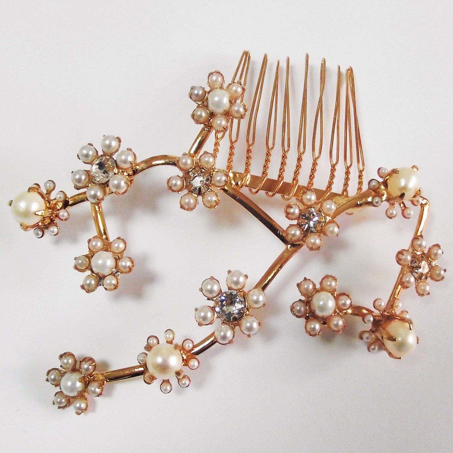 Bridal Pearl Hair Combs Set of 2 Boho Wedding Jewelry Gold - Etsy