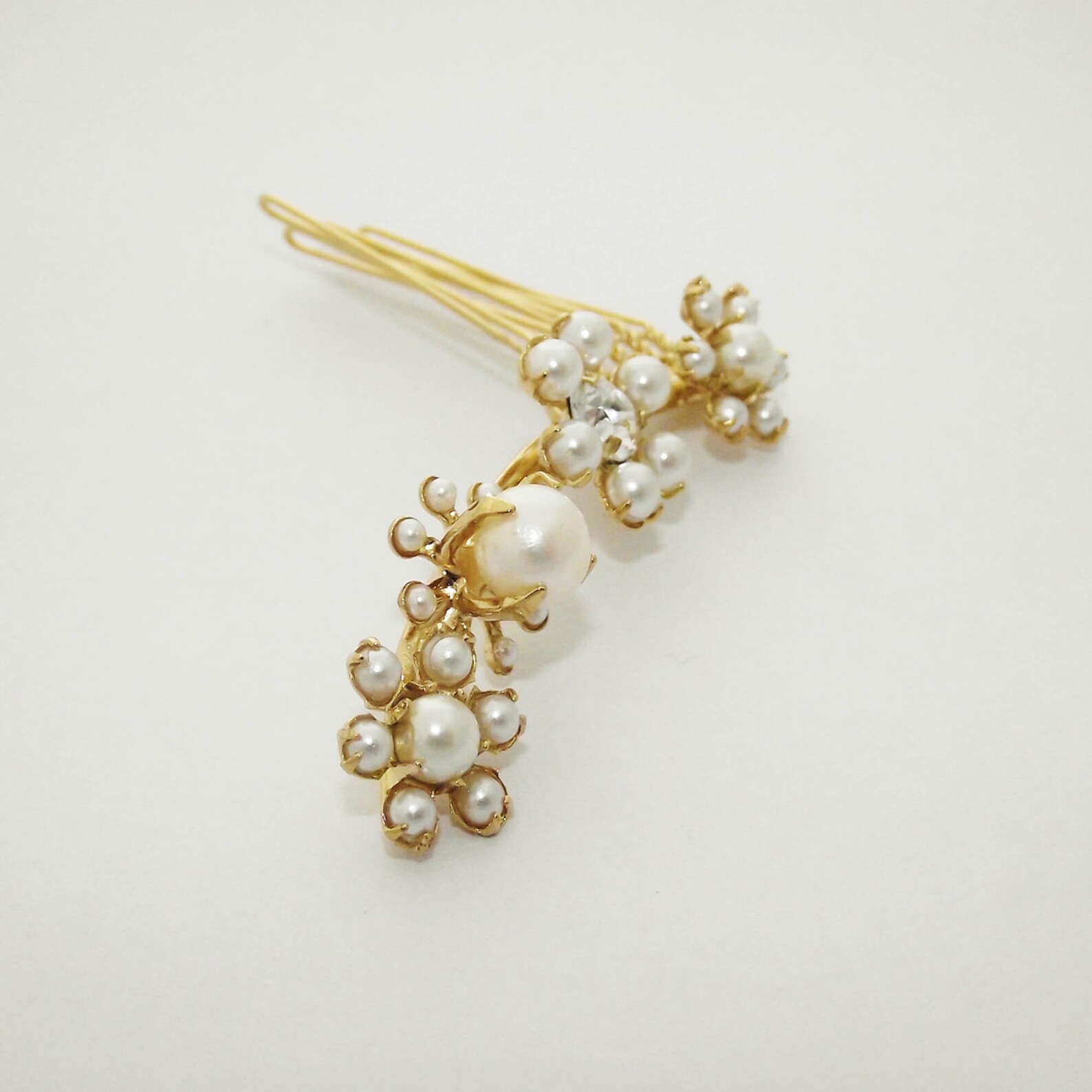 Bridal Pearl Hair Combs Set of 2 Boho Wedding Jewelry Gold - Etsy