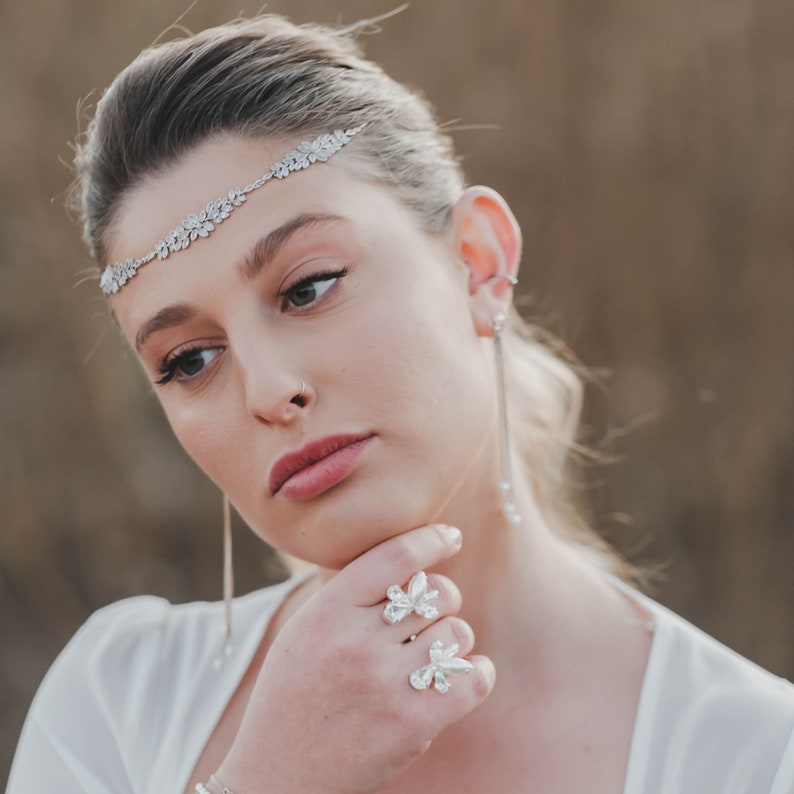 Forehead Headband Flower Crystal Headband Boho Hair | Etsy