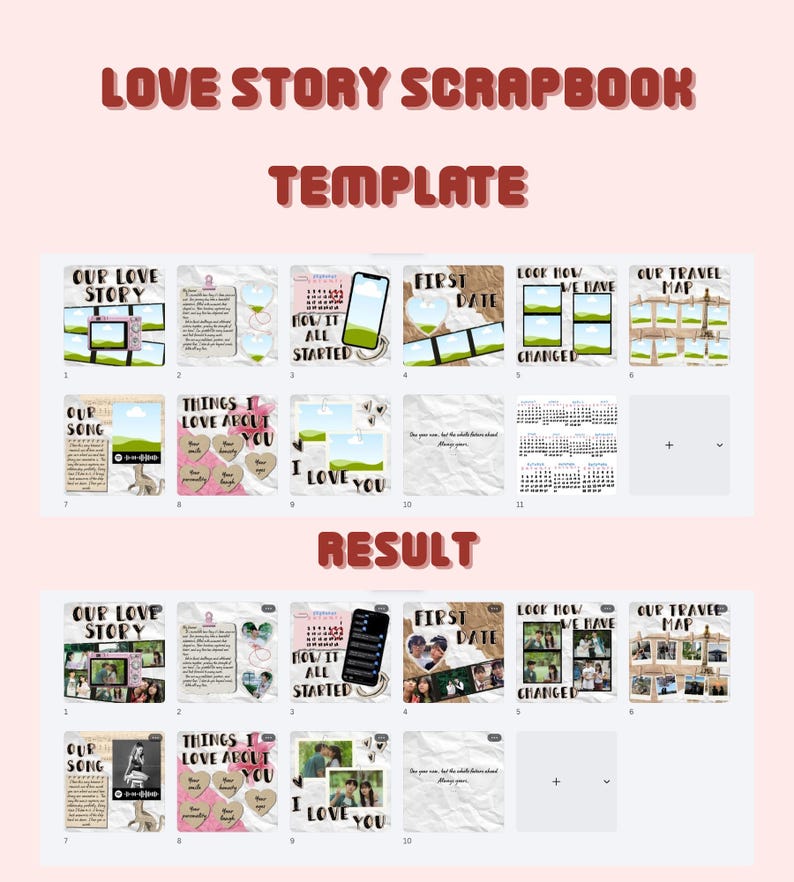 Romantic Love Story Scrapbook Template | Editable Canva Memory Book - Etsy