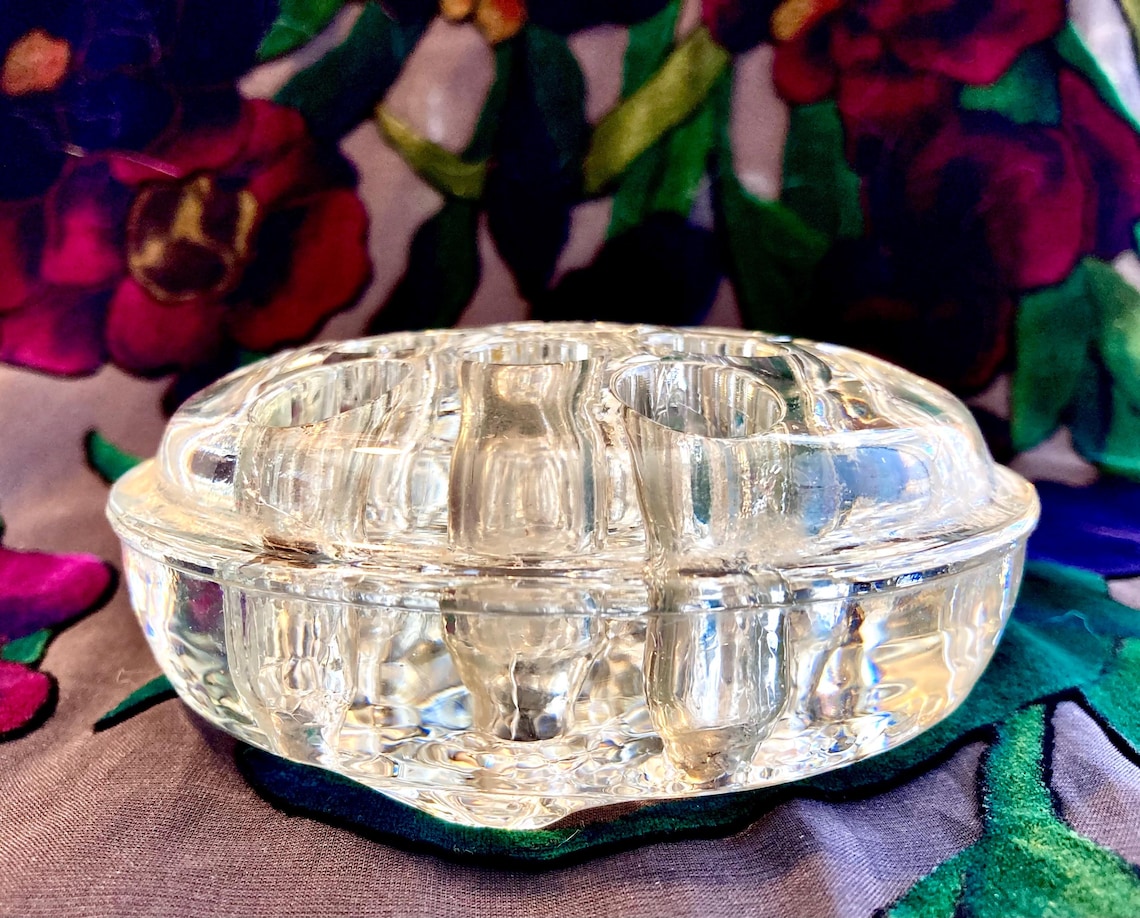 Large Antique Solid Clear Glass Frog for Flower Arranging - Etsy