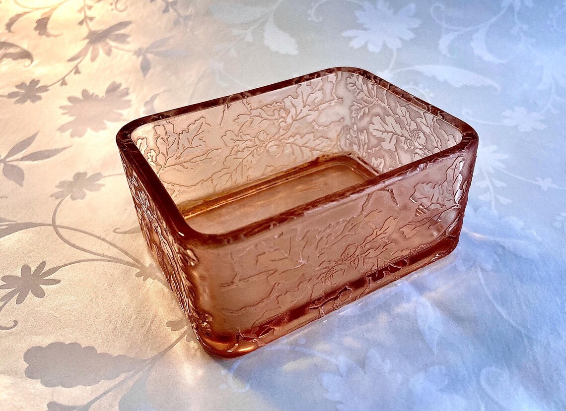 A Little Pink Etched Glass Box Antique - Etsy