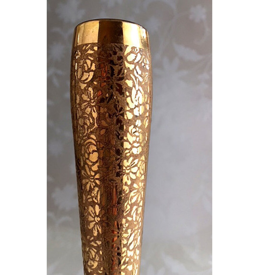 Ransgil Crystal Etched Gold Bud Vase - Etsy