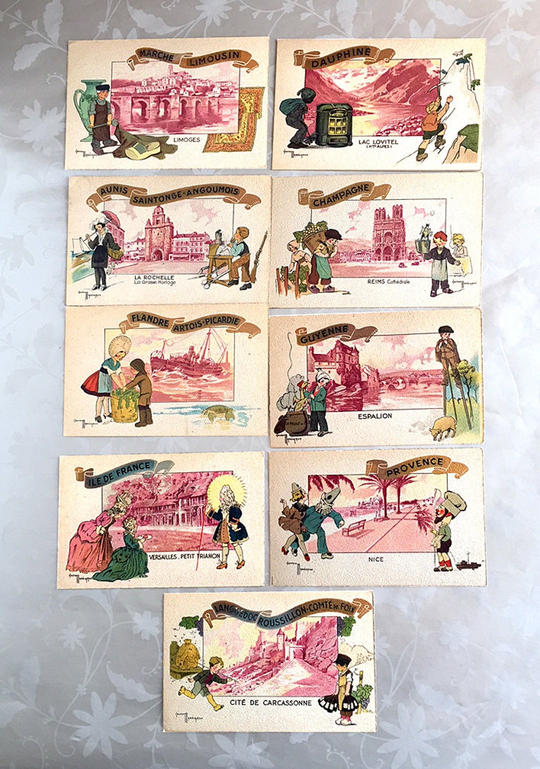 18 Vintage FRENCH POSTCARDS in Color France - Etsy