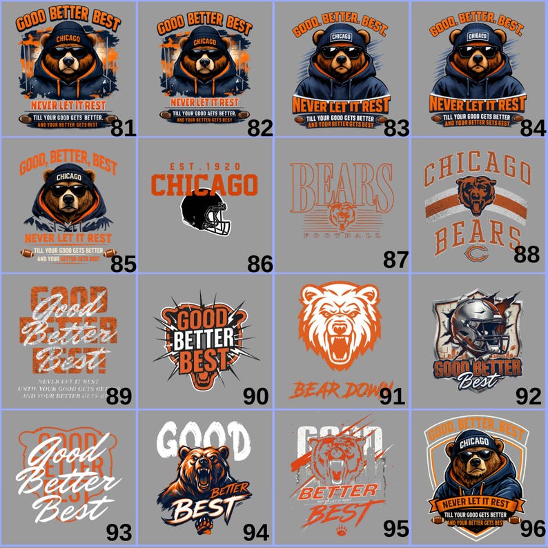 Good Better Best Bears DTF, Chicago Dtf Transfer, Bears Football Quote ...