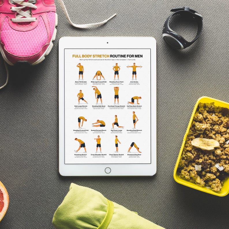 Daily Stretch Routine for Men Printable Poster, Full Body Flexibility ...