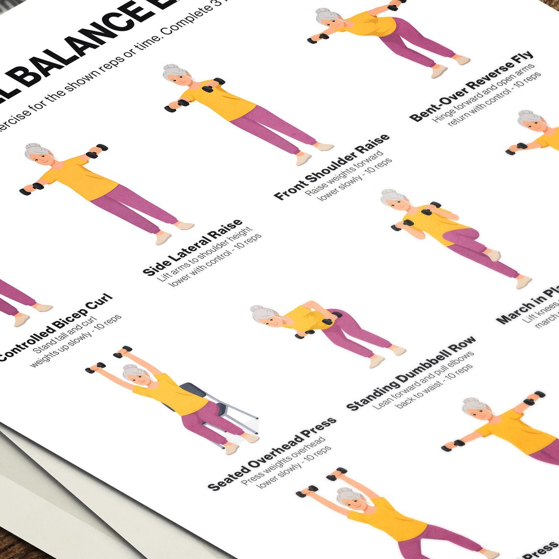 Dumbbell Balance Exercises for Seniors Printable Stability Strength ...