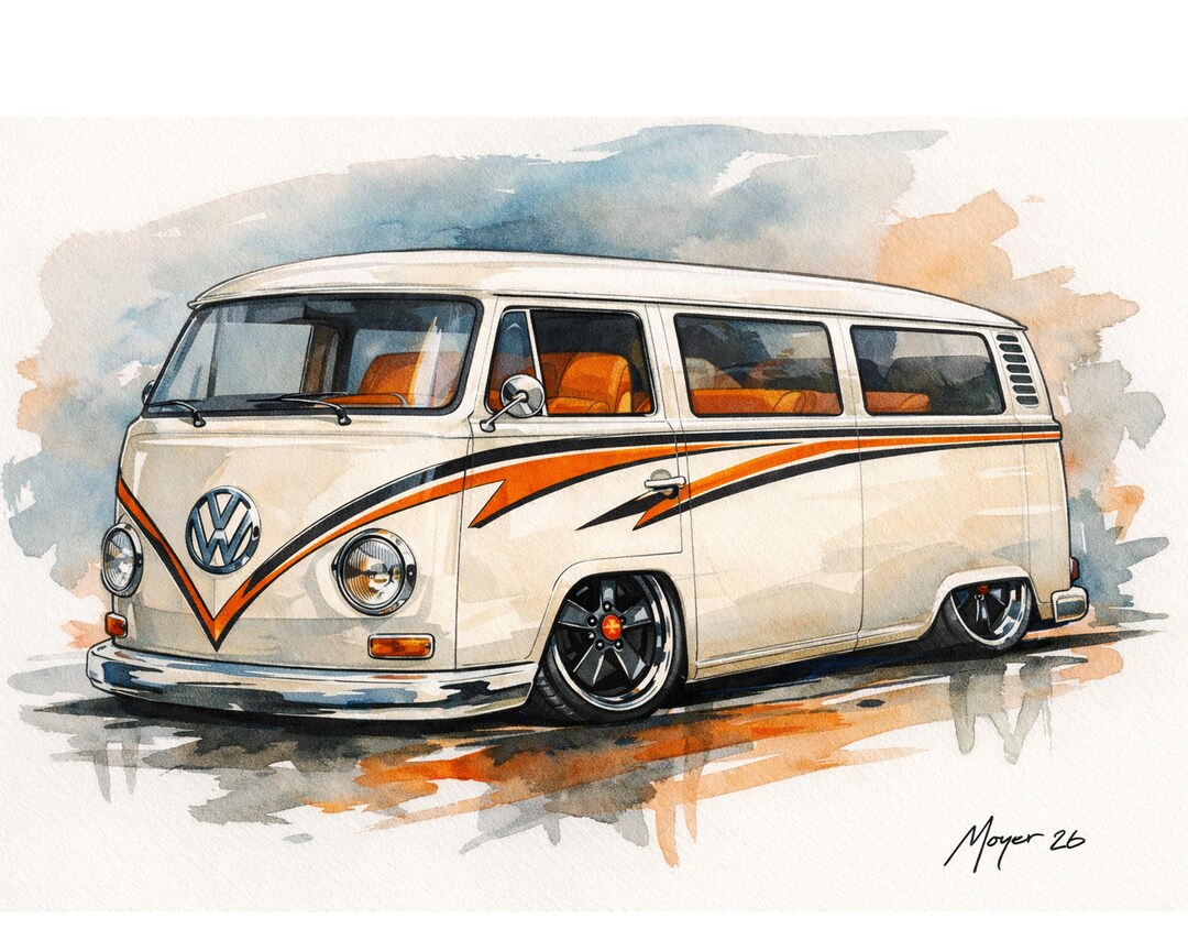 Sunset Velocity – Vintage Camper Van Printable 8x10 | Retro Surf Wall ...
