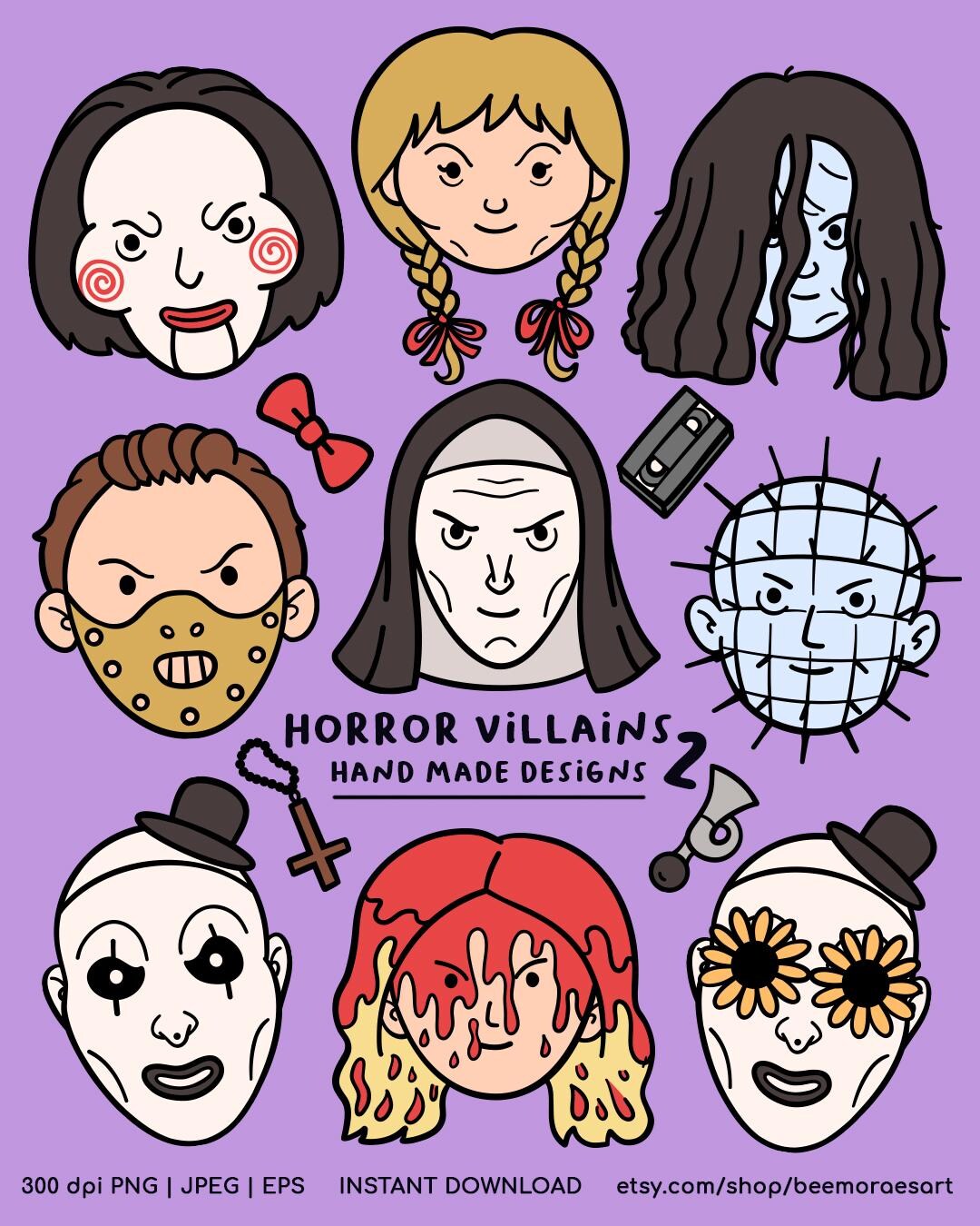 Horror Movies Clipart - Cute Horror Character - Spooky Illustration ...