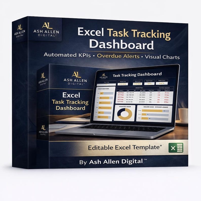 Task Tracking Dashboard Excel Template | Project Planner, KPI Tracker ...