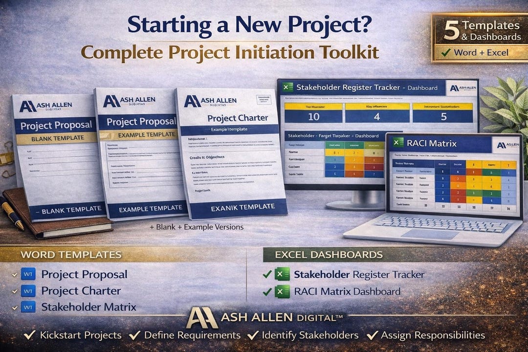 Project Initiation Toolkit | RACI Matrix, Stakeholder Register, Project ...