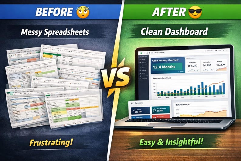 Startup Kpi Dashboard Excel Template | Track MRR, CAC, LTV & Runway ...