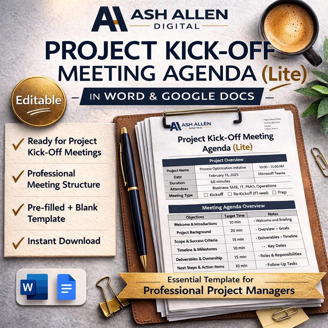 Project Kick-off Meeting Agenda Template (lite) – Professional ...